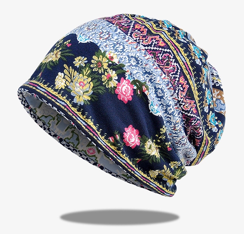 men's women's vintage floral beanie lightweight breathable skull cap ...