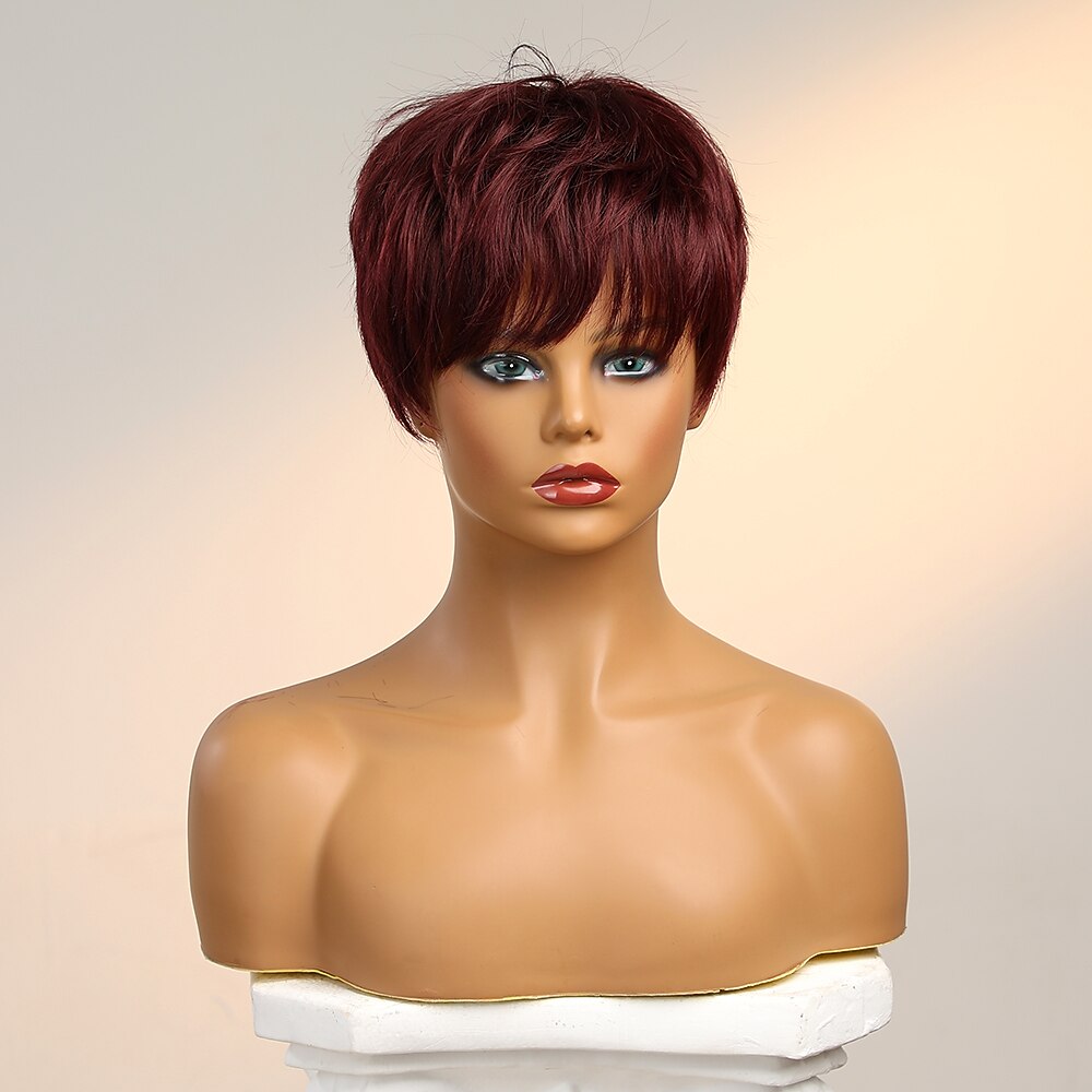 Alcobi Pixie Cut Wigs For Black Women Human Hair Short Bob Wigs With ...