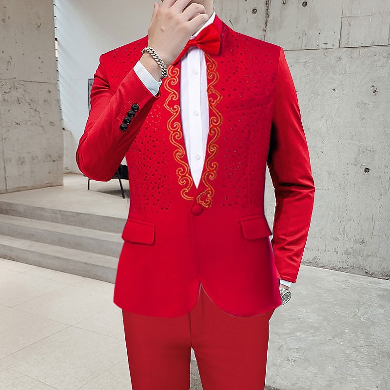 White And Red Tuxedos For Weddings