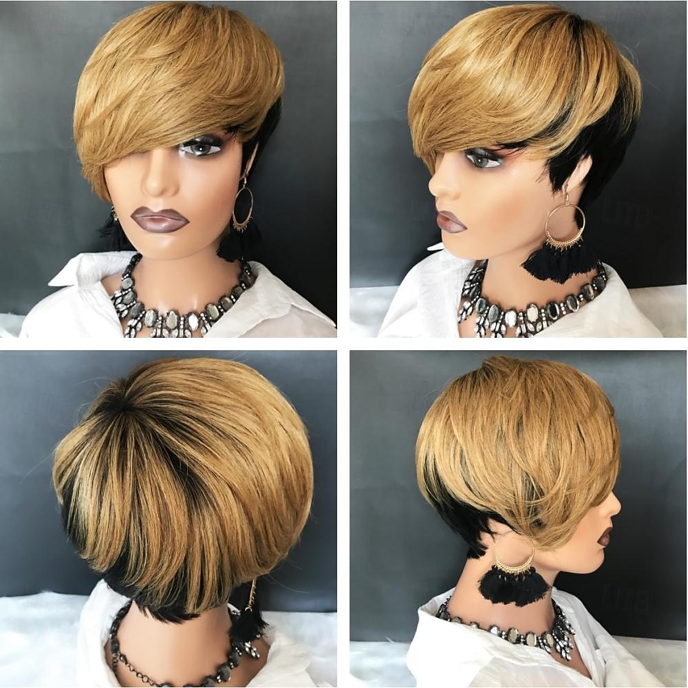 Short Human Hair Wigs Pixie Cut Wig Human Hair Short Bob Wigs with ...