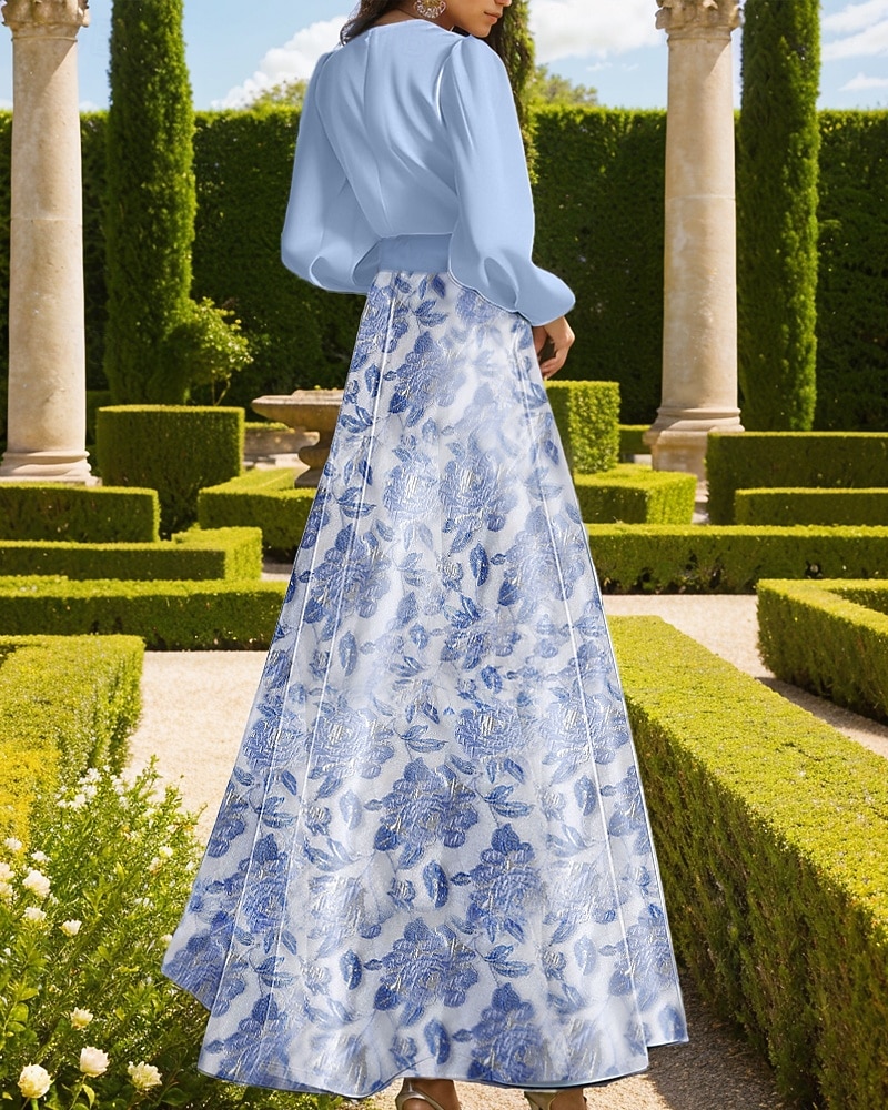 Floral Brodace Chiffon Gown Celebrity Style Dress Formal Wedding Guest ...