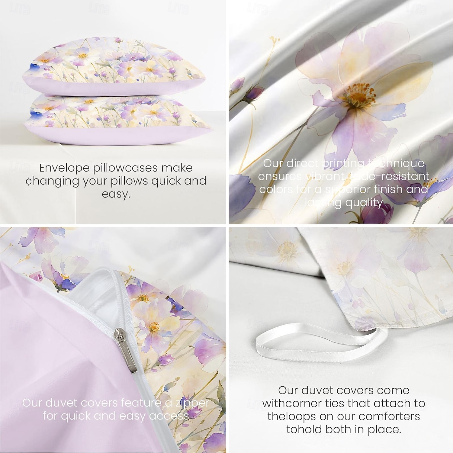 Floral Duvet Cover Set 100% Cotton Soft and Breathable Bedding ...