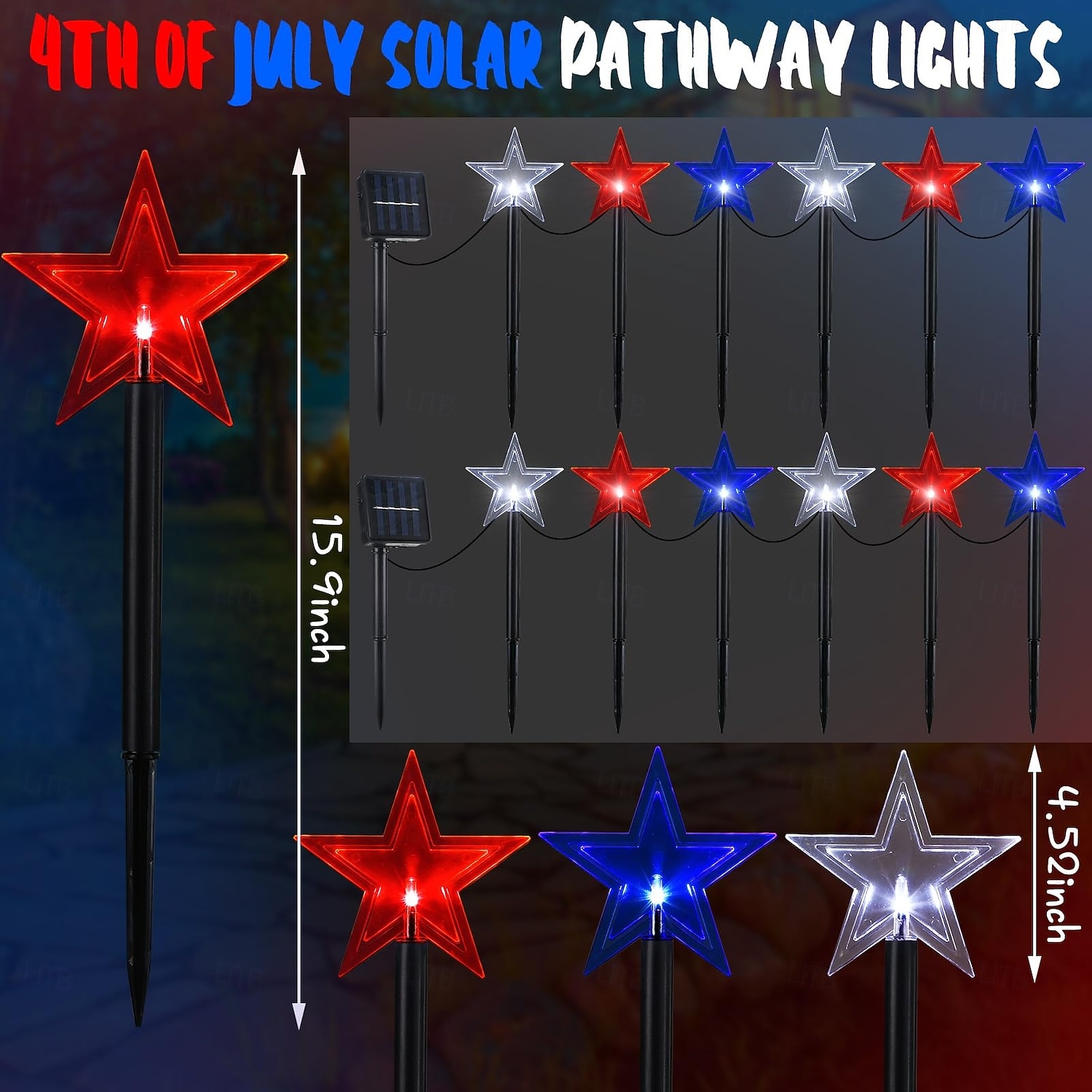 1 Pc. Outdoor Solar Patriotic Pathway Lights Waterproof Red, White ...