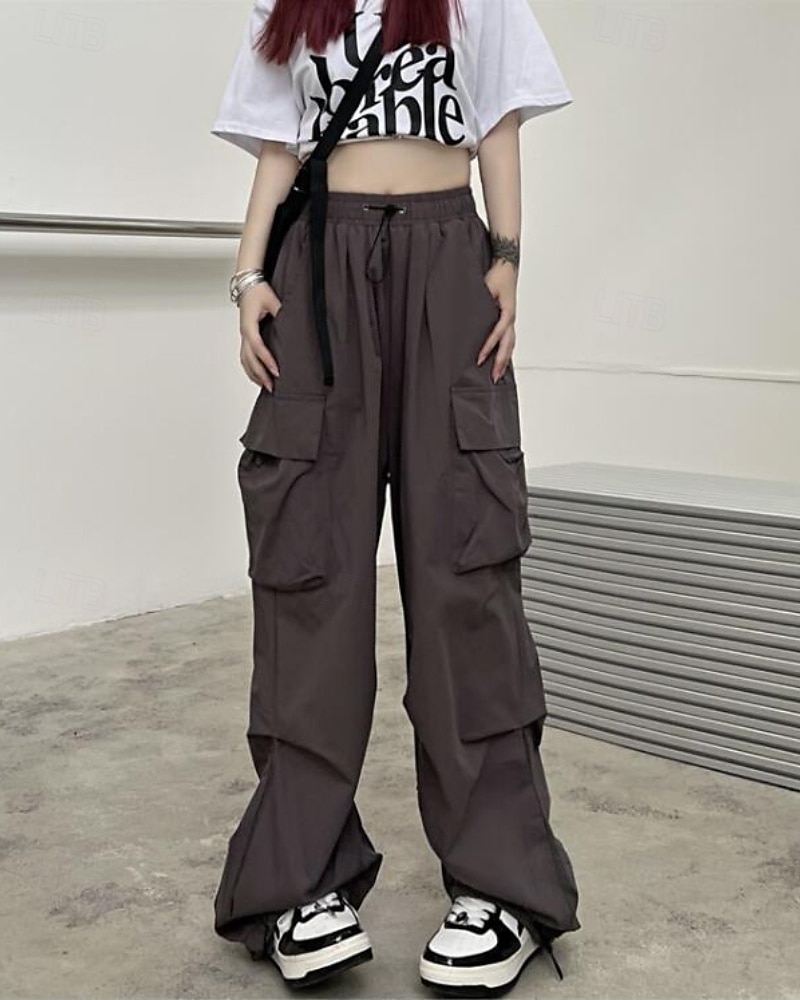 Women's Cargo Pants Slacks Streetwear Casual Full Length Natural Plain ...