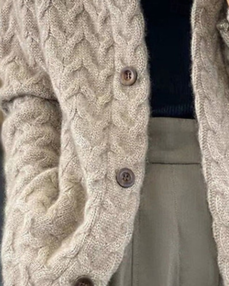 Women's Sweater Cardigan Elegant Fashion Streetwear Pure Color Ribbed ...