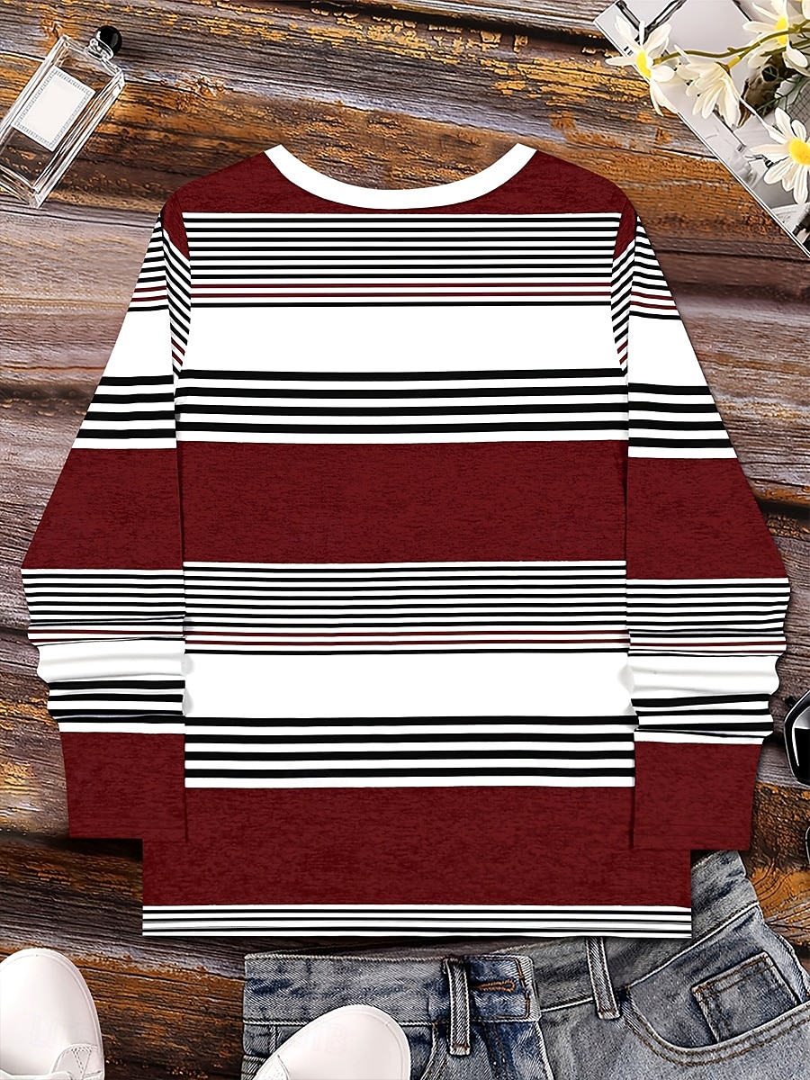 Women's T Shirt Print Graphic Geometric Striped Vintage Stylish Classic ...