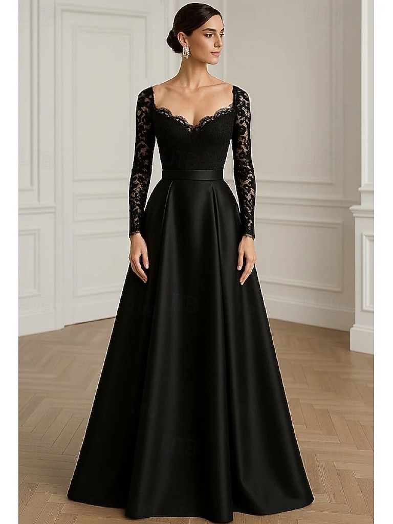 A-Line Floor Length Evening Gown Ball Gown Formal Dress Elegant Silky ...