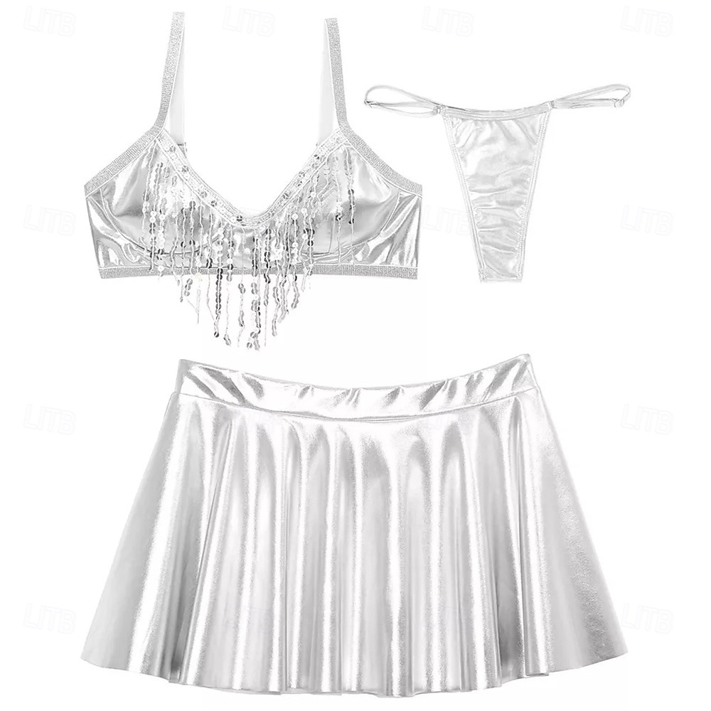 Samba Dancewear Daring Sparkle Sequin Tassel Bralette & High Waisted ...