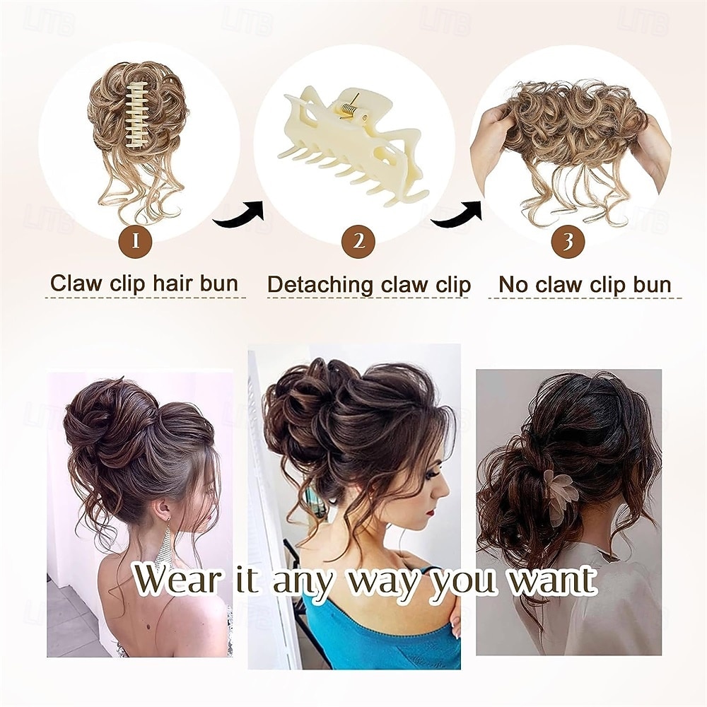 Messy Buns Hair Pieces for Womem Fake Hair Bun Extensions Clip in ...