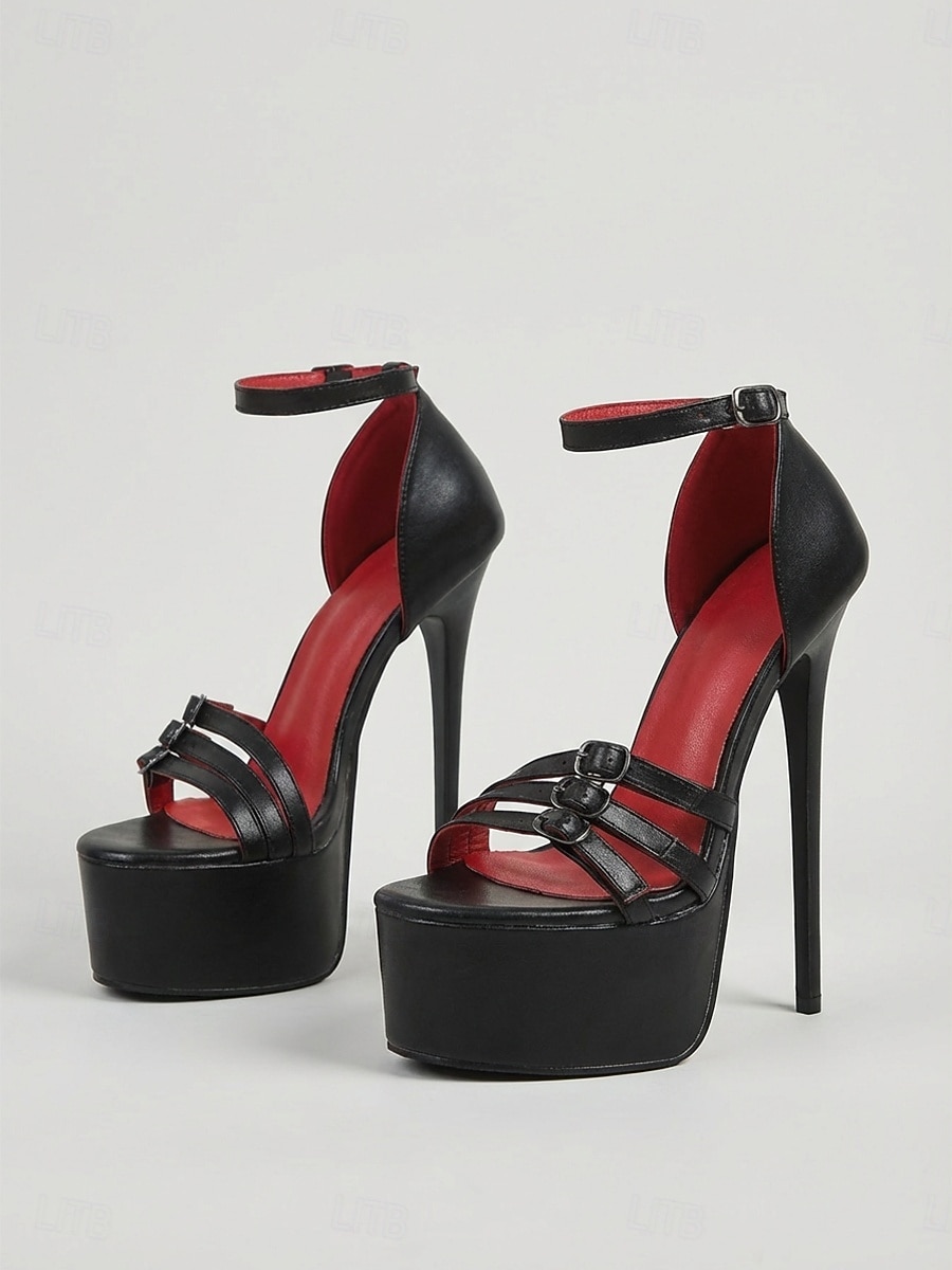 Women's Black Platform High Heel Sandals, Nightlife Party Shoes ...