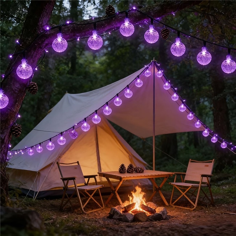 Solar Garden String Light 12 M 100 Led Outdoor Purple String Lights 8 ...