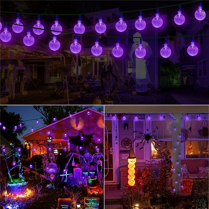 Solar Garden String Light 12 M 100 Led Outdoor Purple String Lights 8 ...