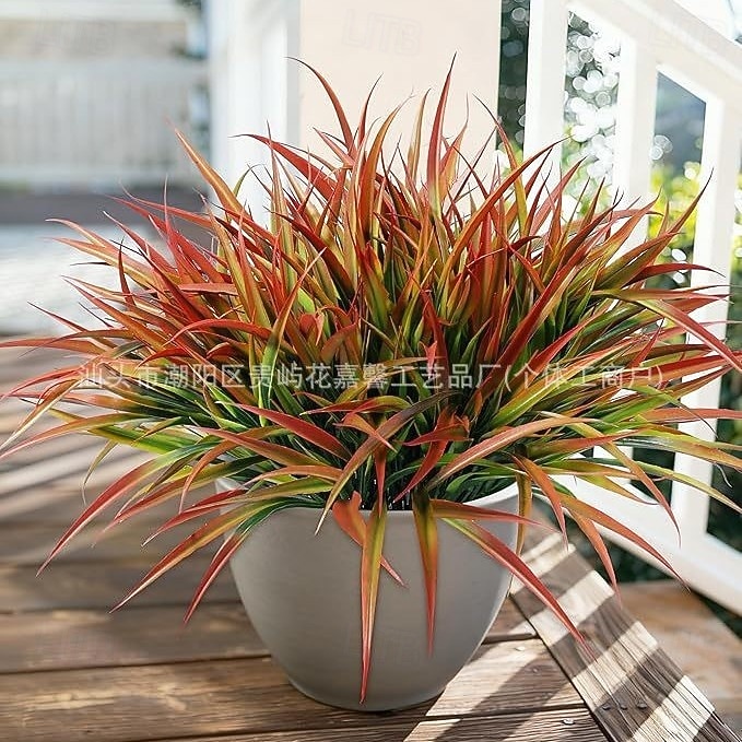 Lot de 12 plantes artificielles d'extérieur, gazon artificiel en ...