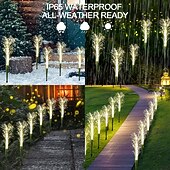 2PCS Solar Pathway Lights, Waterproof LED Bulrush Fiber Garden Lights ...