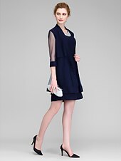A-Line Scoop Neck Short / Mini Chiffon Mother of the Bride Dress with ...