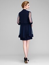 A-Line Scoop Neck Short / Mini Chiffon Mother of the Bride Dress with ...