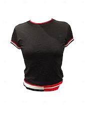 Women's Golf Polo Shirt Red / black Short Sleeve Top Ladies Golf Attire ...
