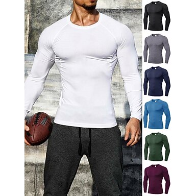 Homme Vetement Musculation T Shirt Compression Chemise de course manche ...