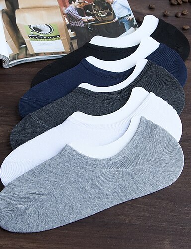 Men's 5 Pairs Socks Casual Socks No Show Socks Flat Socks Black White ...