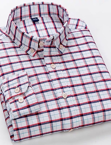 Herren Oberhemd Hemd Kragenhemd Oxford Hemd Plaid Umlegekragen Rot grün ...