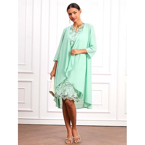 Damen Kleid-Set Spitzenkleid abendkleider Chiffon-Kleid Elegant Modisch Glatt Spitze Patchwork ...