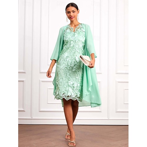 Damen Kleid-Set Spitzenkleid abendkleider Chiffon-Kleid Party Outdoor Elegant Modisch Spitze ...