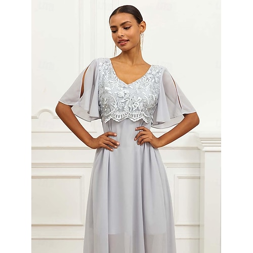 Women's Wedding Guest Cocktail Dress Maxi Dress Contrast Lace Party ...