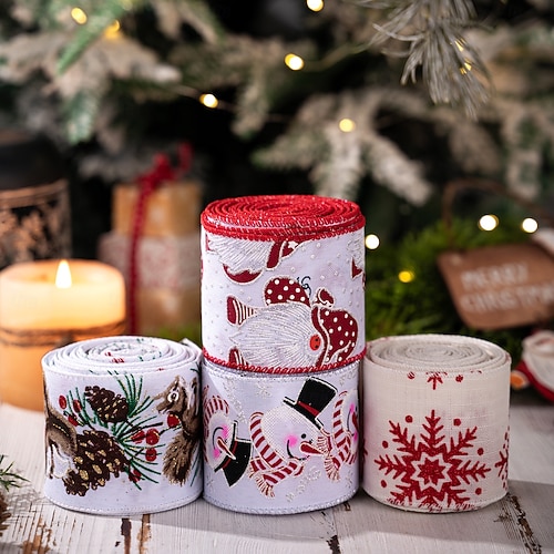 Cinta Navidad QIMMU 50 Yards ,Cinta Regalo Navidad,Cinta Raso Navidad ...