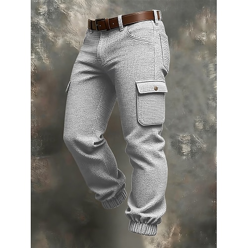 Men's Waffle Polo Shirts Polo Shirts Casual Street Lapel Long Sleeve ...