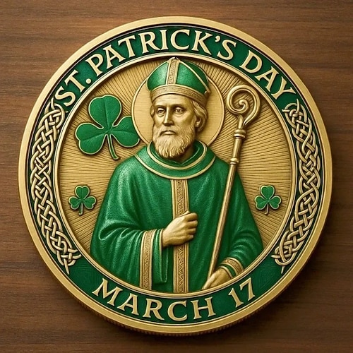 St. Patrick's Day Lucky Coin Commemorative Green Clover & Horseshoe ...