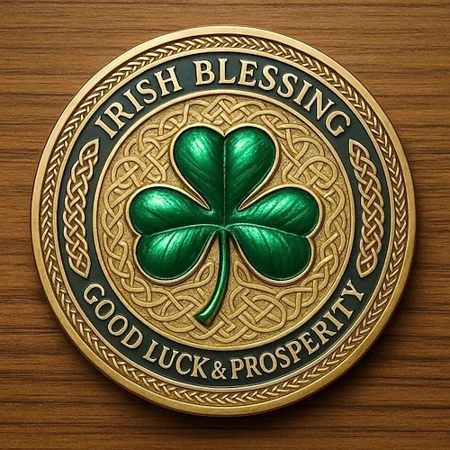 St. Patrick's Day Lucky Coin Commemorative Green Clover & Horseshoe ...