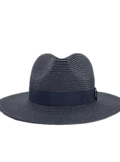 Herr Unisex Halmhatt Solhatt Panamahatt Fedora Trilby hatt Svart Vit ...