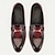 Men's Burgundy Gradient Leather Loafers with Metal Bit Detail - Elegant ...