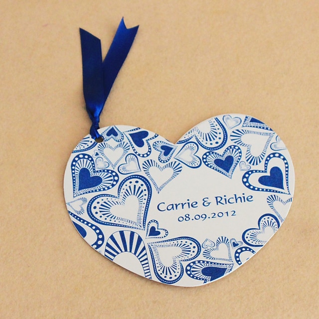 Personalized Heart Shaped Wedding Invitation With Hearts - Set Of 50 ...