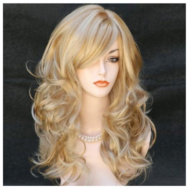 Blonde Wigs for Women Synthetic Wig Body Wave Wavy with Bangs Wig Women ...
