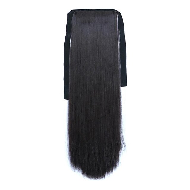 black length 60cm synthetic bind type long straight hair wig horsetail ...