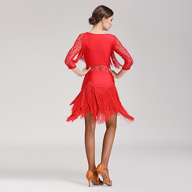 Latin Dance Dress Women's Performance 3/4 Length Sleeve Natural Spandex ...