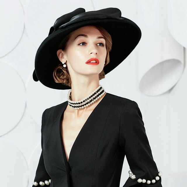 Women's Wedding Party Hats Elegant Classical Feminine Style Wool Silk ...