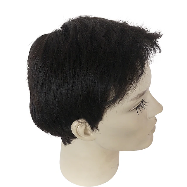 Black Wigs For Men Synthetic Wig Kinky Straight Kinky Straight Layered