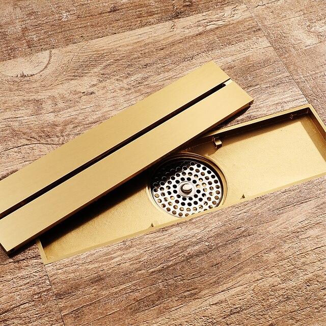 12 Inch Rectangular Bathroom Shower Floor Drain Golden Strainers Bath ...