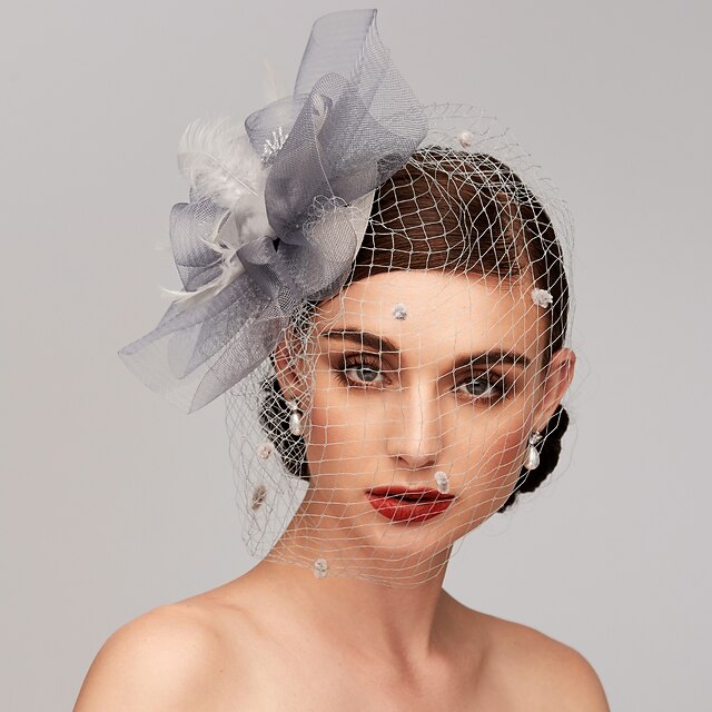 Feather / Net Fascinators Kentucky Derby Hat / Headpiece with Feather ...