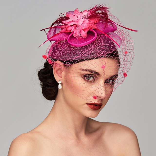 Elegant Fascinators Hats Linen Net Mesh Headpiece Kentucky Hat with ...