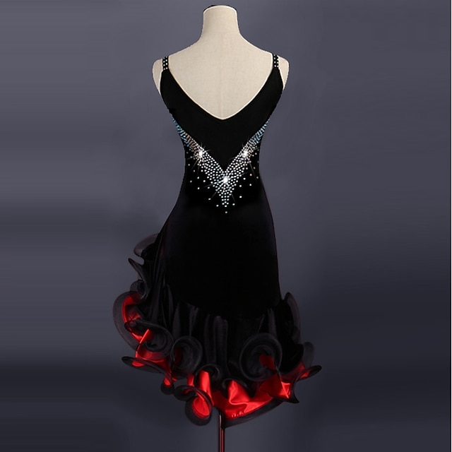 Dance Salsa Latin Dance Dress Split Joint Crystals / Rhinestones Women ...