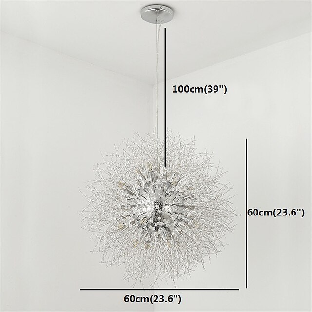 16 Bulbs 60 cm Crystal Pendant Light Metal Globe Electroplated Chic ...