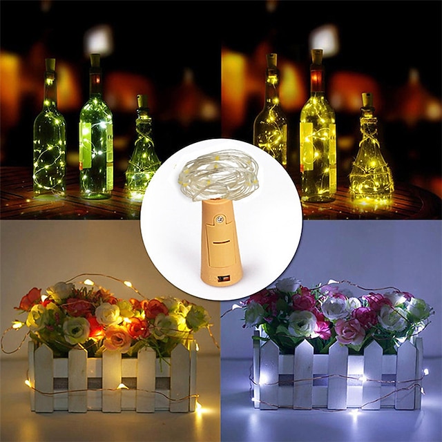 1/2/6/10pcs LED Wine Bottle String Lights 2m 20LEDs with Cork Warm ...