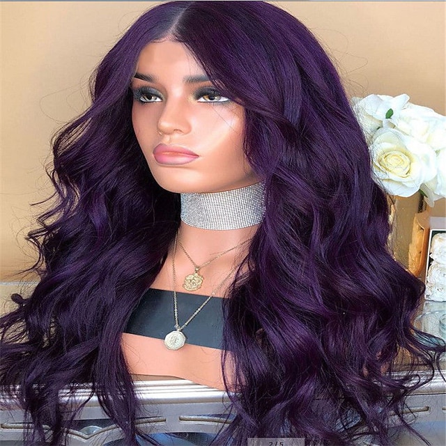 Purple Wigs for Women Gothic Wig Synthetic Wig Body Wave Middle Part ...