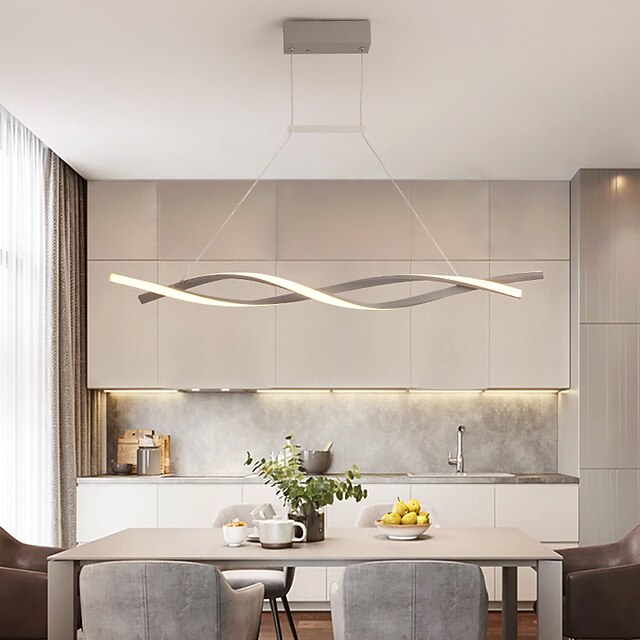 2-Light 80/100cm LED Pendant Light Wave Design Aluminum Sputnik Linear ...