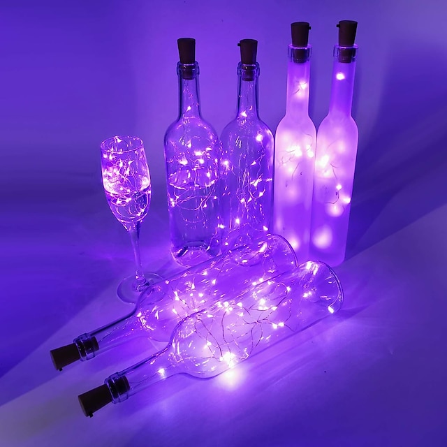 10pcs Wine Bottle String Lights 2m 20LEDs with Cork Warm White White ...