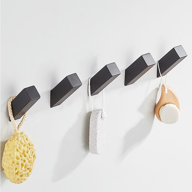 5pcs Towel Hooks Matte Black Robe Hook, Wall Mounted Modern Hooks SUS ...