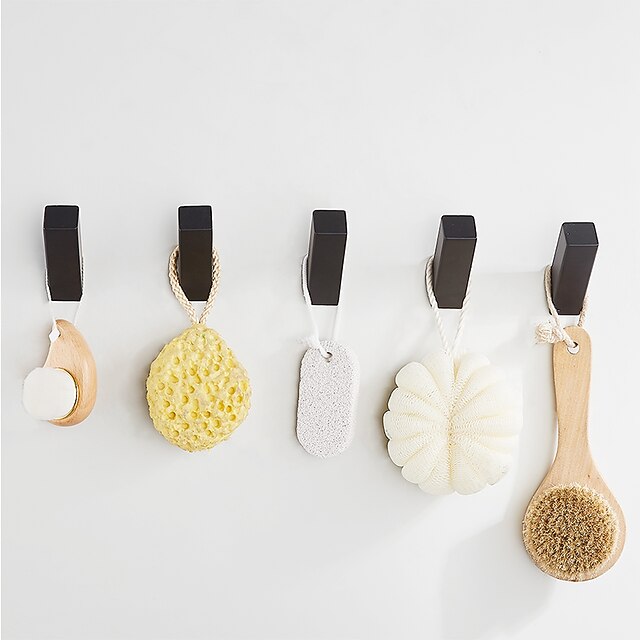 5pcs Towel Hooks Matte Black Robe Hook, Wall Mounted Modern Hooks SUS ...